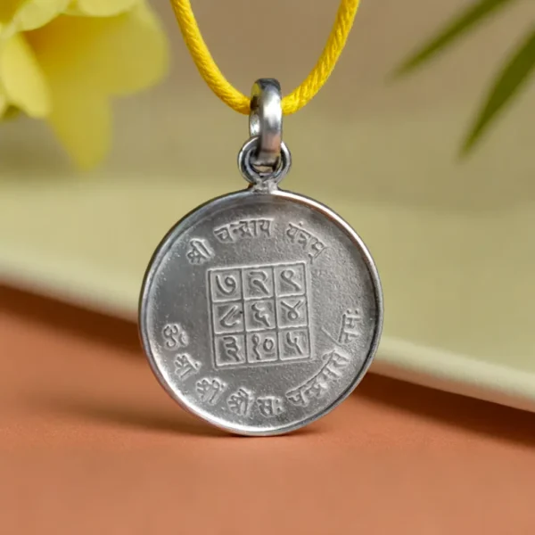 Chandra Yantra Silver Locket - Peace and Positivity