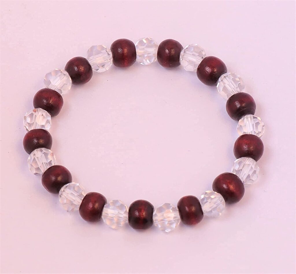 Wood and Clear Crystal Bracelet - Trishakti Products