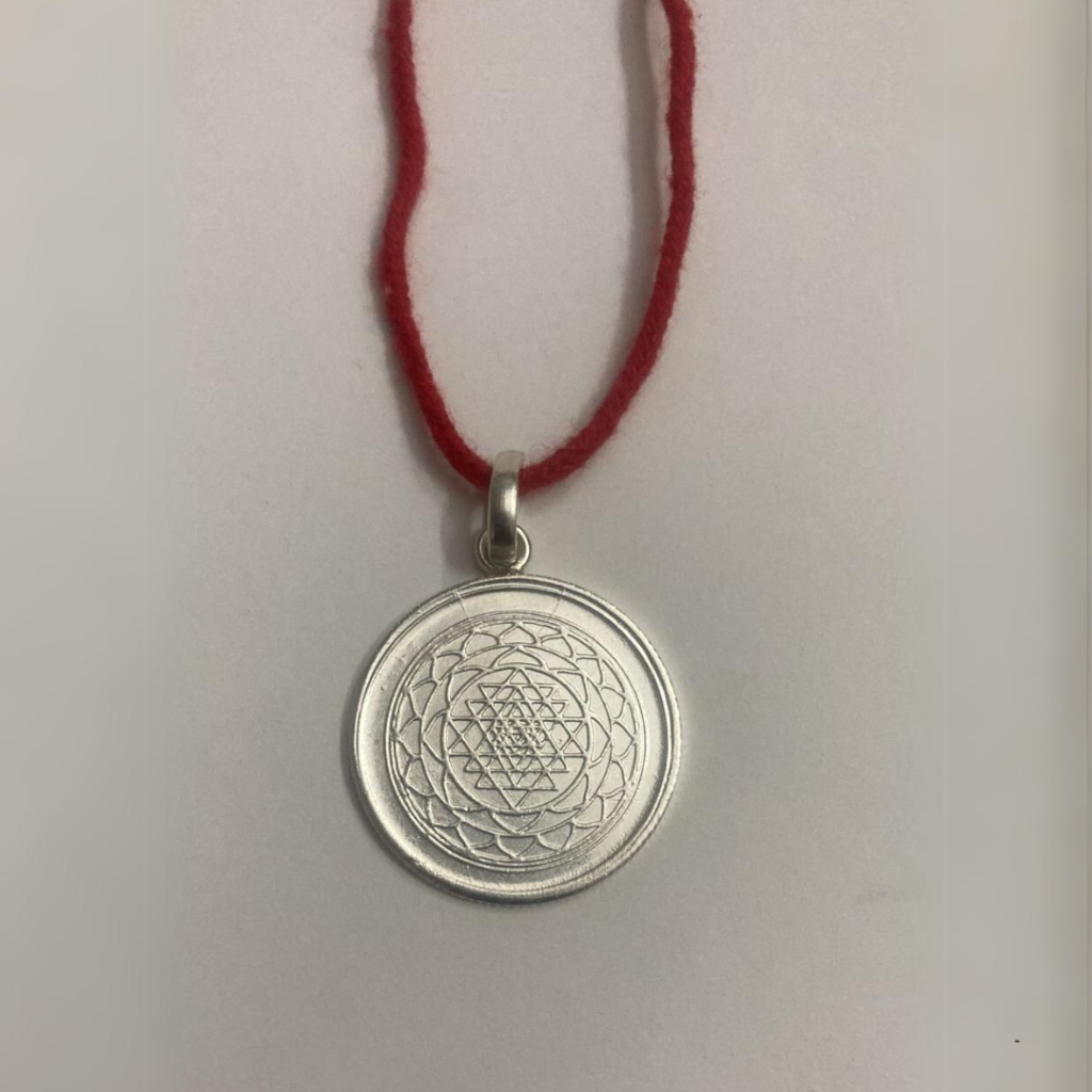 Shri Mangal Yantra Silver Locket (With Thread) - Trishakti Products