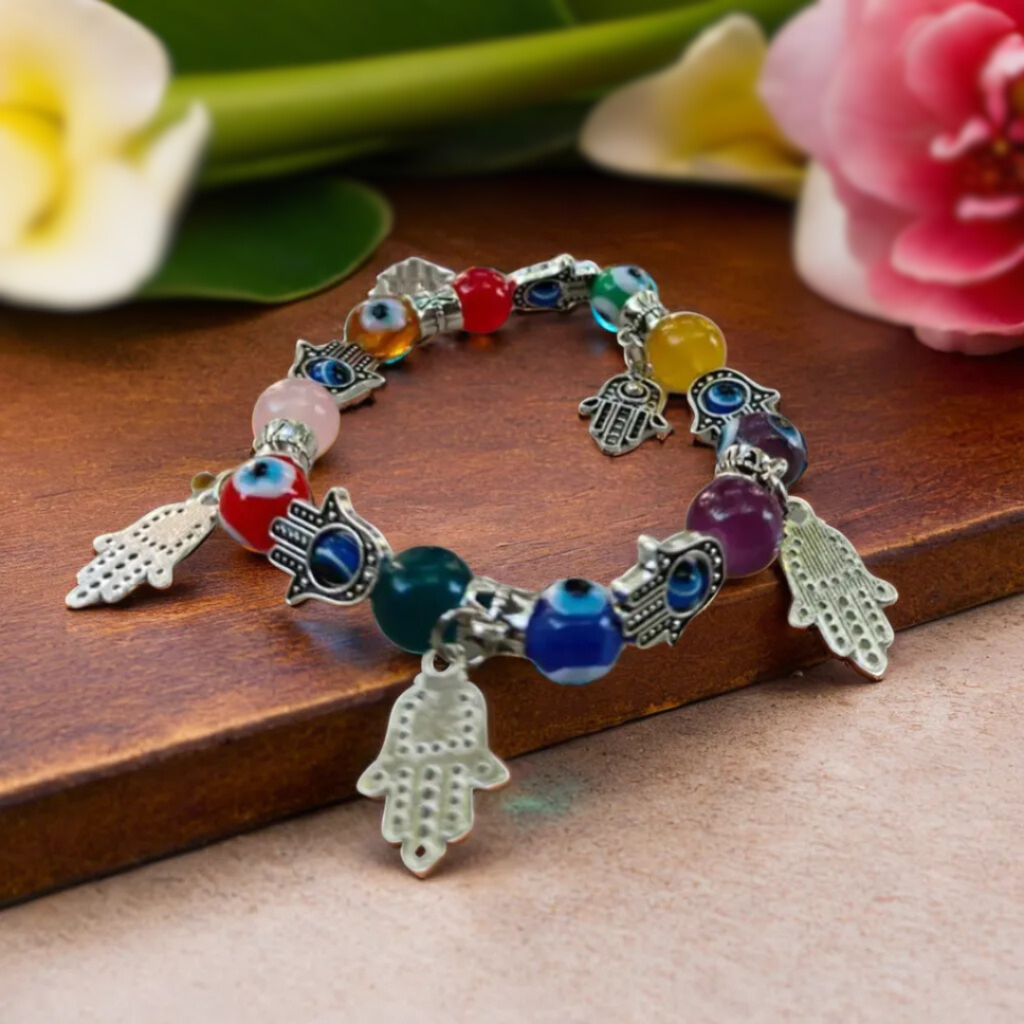 Evil Eye with Seven Chakras Bracelet with Charms